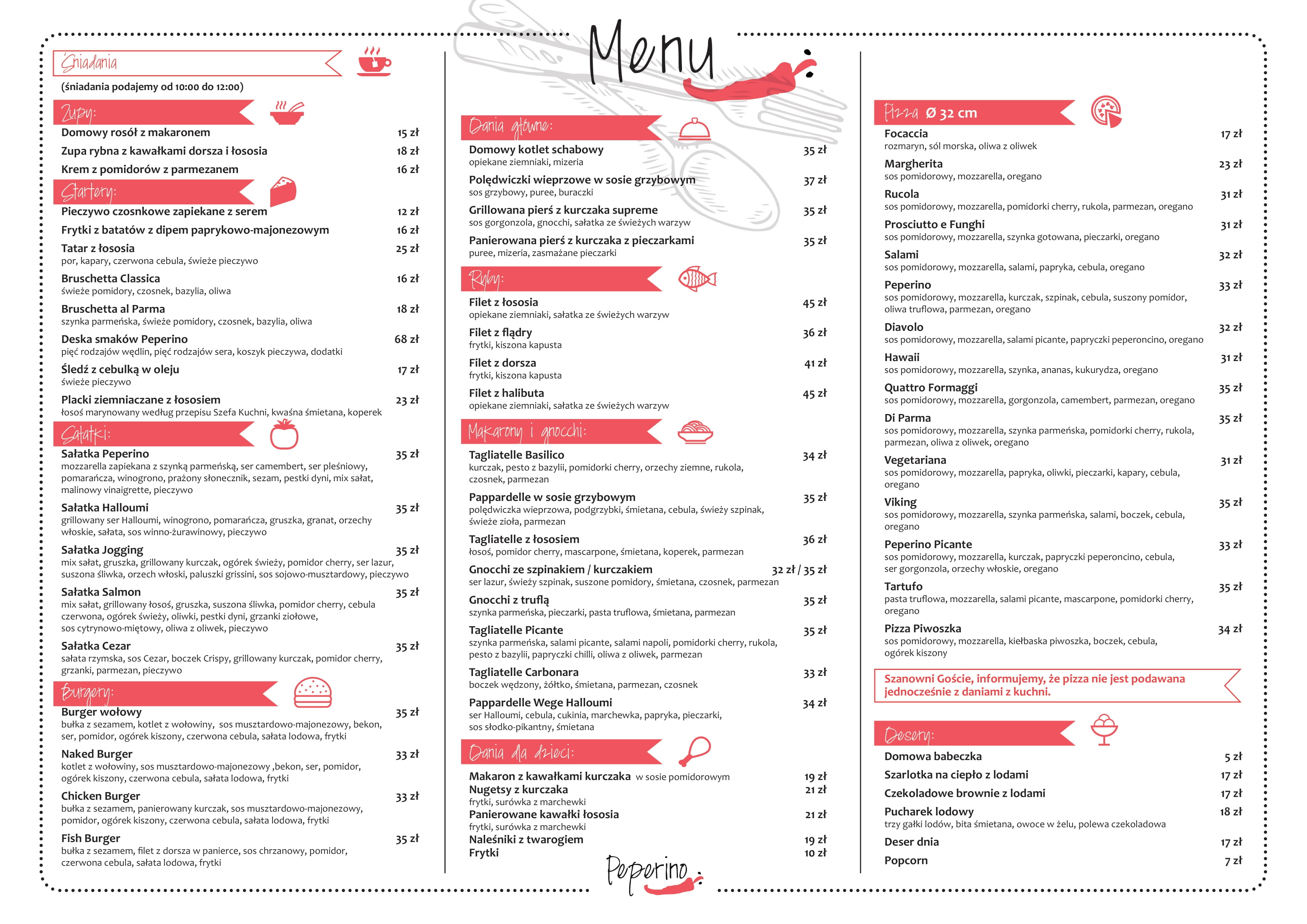 Śniadania, obiady i desery: włoskie dania w Peperino - menu