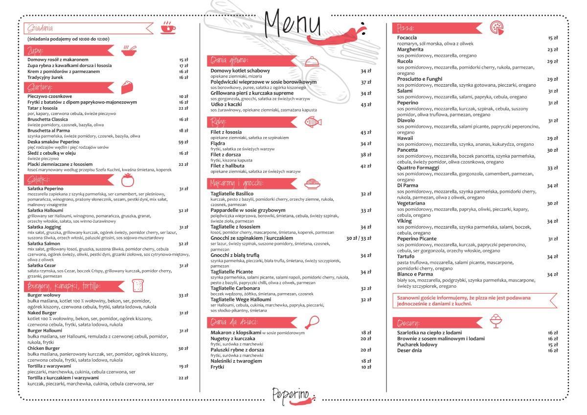 Śniadania, obiady i desery: włoskie dania w Peperino - menu